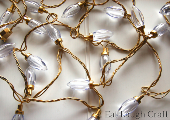 Gold Painted String Lights | Eat Laugh Craft- A Healthy Living Blog